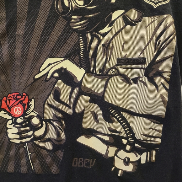 Obey | Shirts | Rare Vtg Obey Tshirt Gas Mask Graphic Tee | Poshmark